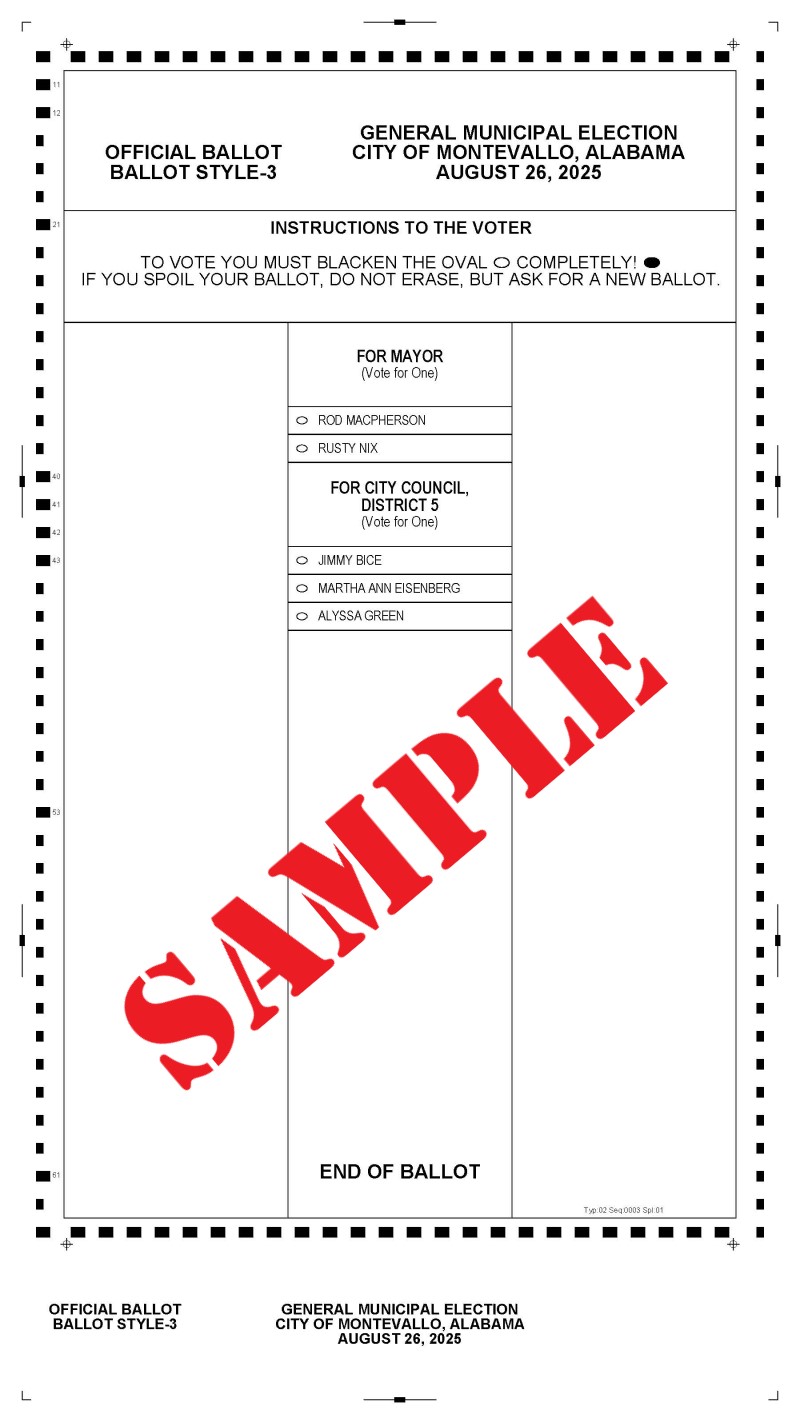 Montevallo, AL - 2025 Municipal Election Information